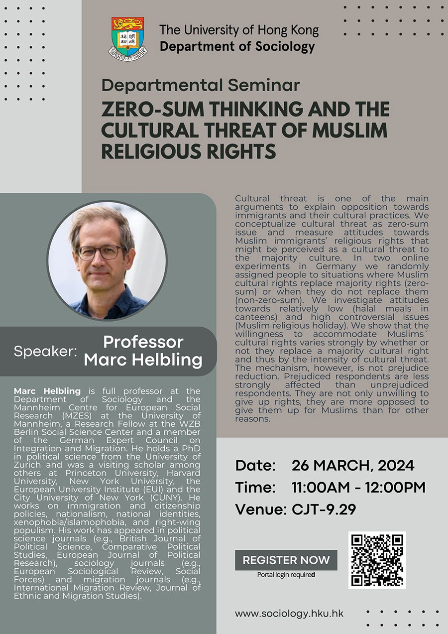 Departmental Seminar - Zero-sum thinking and the cultural threat of ...