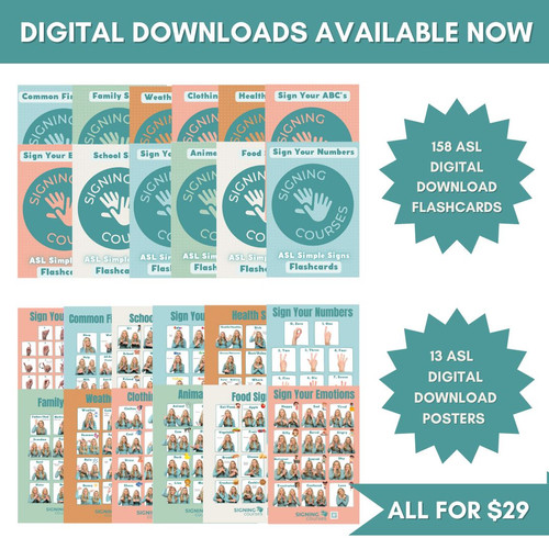ASL Posters & ASL Flashcards -All PDF Digital Download | Signing Courses