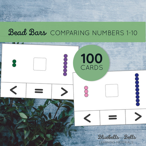 Montessori Bead bars Comparing number 1-10. More than, less than, equal ...