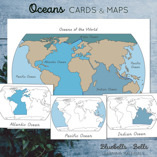 Oceans of the world Maps and Cards | Bluebellsandbells