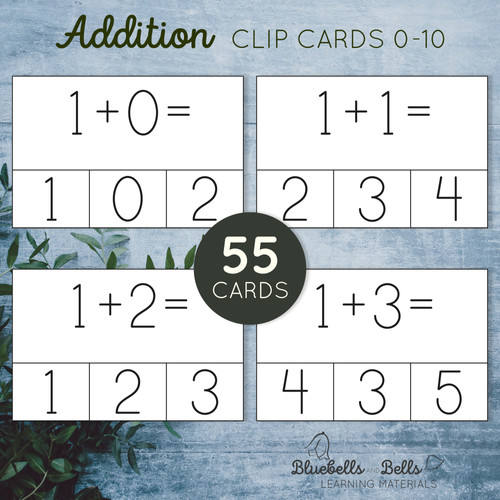 Simple addition to 10 clip cards printable. | Bluebellsandbells