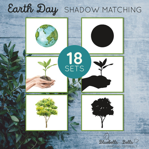 Earth day printable Shadow matching cards | Bluebellsandbells