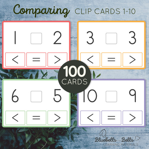 Comparing numbers Clip cards. Kindergarten math worksheets ...