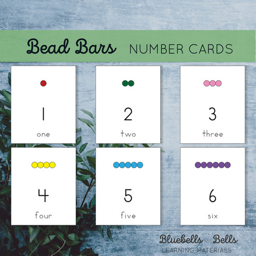 Montessori Bead Bars Number Flashcards | Bluebellsandbells