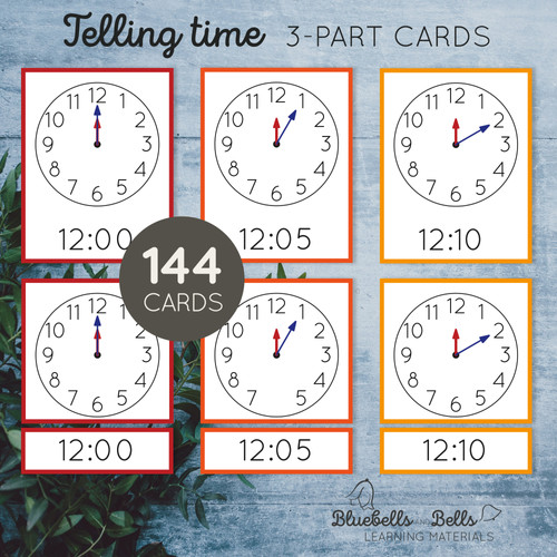 Telling time Montessori 3-part cards Digital. Clock activities ...