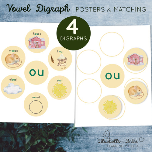Vowel digraphs posters and Matching activity. Phonogram printable ...