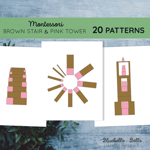Montessori Pink tower Brown stair printable Patterns | Bluebellsandbells