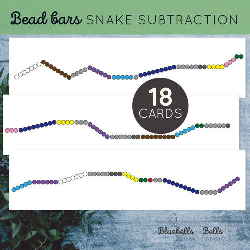Montessori bead bars Subtraction snake game printable task cards ...
