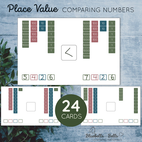 Montessori Stamp game Place value Task cards Comparing numbers ...