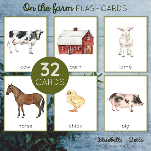 Farm animals cards printable | Bluebellsandbells