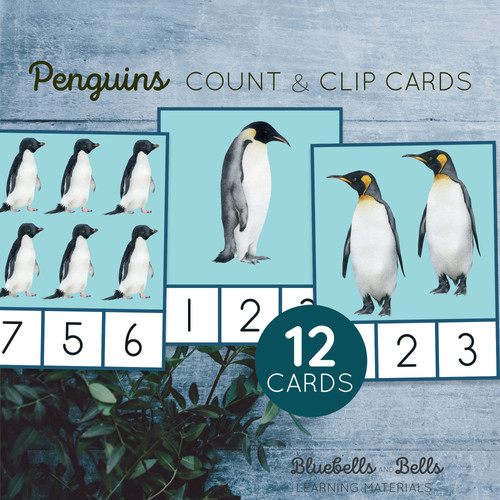 Penguins preschool printable Count Clip Cards | Bluebellsandbells
