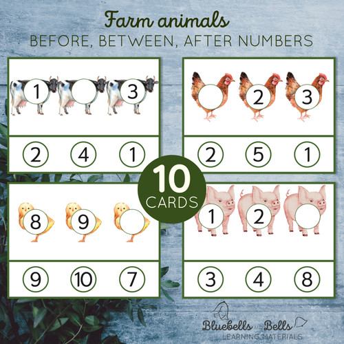 Before, after, and between numbers Clip cards. Missing numbers ...