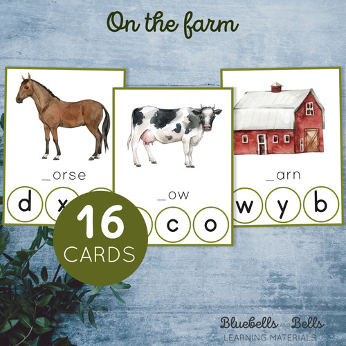 Farm preschool printable Beginning sound Clip cards | Bluebellsandbells