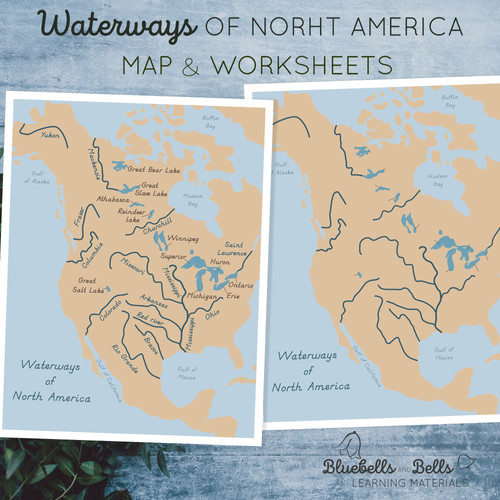 Waterways of North America Map and Worksheets. Montessori geography ...