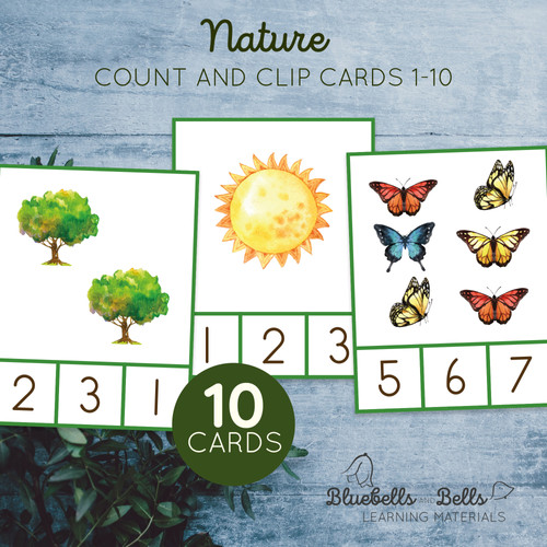 Nature Counting cards. Count and clip cards preschool printable ...