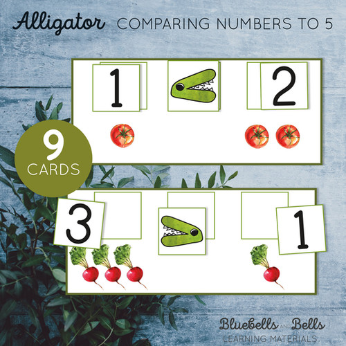 Comparing numbers Alligator. Preschool math printable | Bluebellsandbells