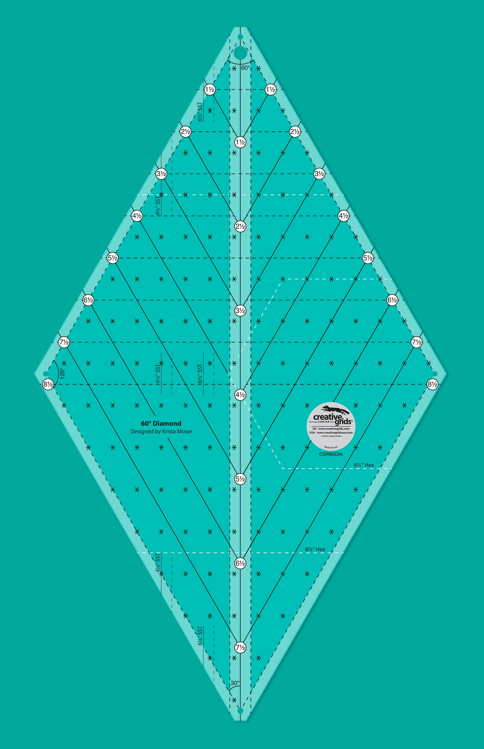 Creative Grids Non-Slip 60 Degree Diamond Ruler | mysite