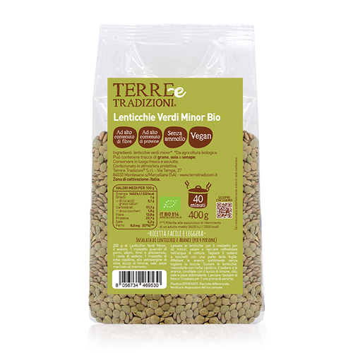 Small Green Lentils 400g Terre e Tradizioni | NaturaliOrganicMalta