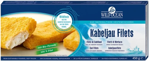 Frozen Breaded Cod Fillets 450g Wild Ocean | NaturaliOrganicMalta