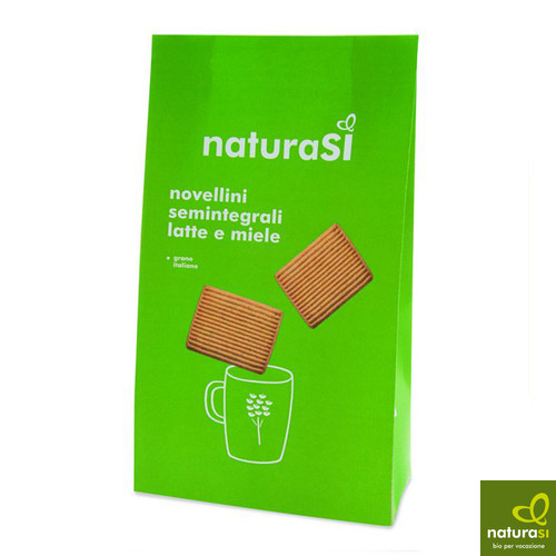 Semi-Wholemeal Wheat Novellini Biscuits with Milk & Honey 350g NaturaSi ...