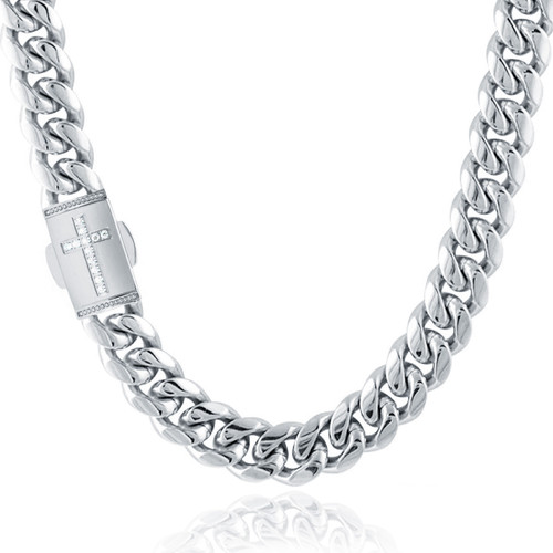 Cadena Cuban Link Cross Design 12mm x 55cm Platinum | ICE KING | Joyería