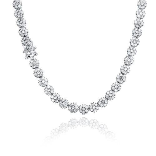 Cadena Flower Tennis 7mm x 45cm Platinum | ICE KING | Joyería