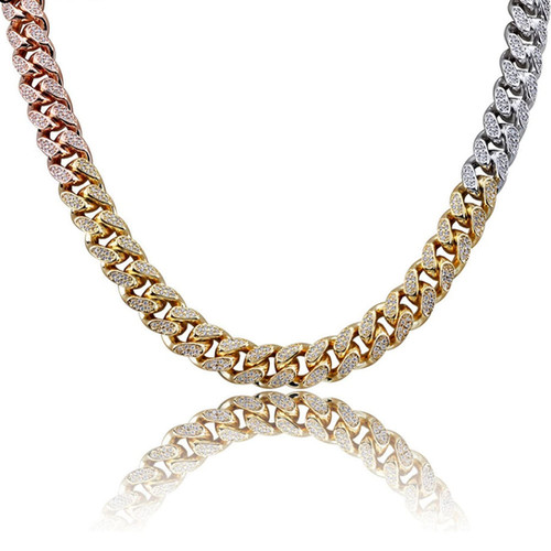 Cadena Cuban Link Iced Out Tricolor 14mm x 45cm | ICE KING | Joyería
