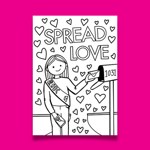 Coloring Sheet - Valentine's Day "Spread Love" | TroopLeaderHub