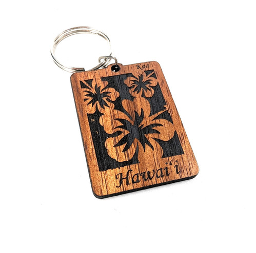 Unique Koa Keychain Laser Cut Hib Light Weight 2" | Simply Wood Studios