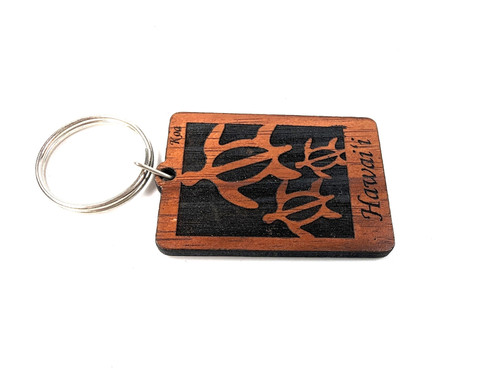 Unique Koa Keychain Laser Cut Turtle Light Weight 2" | Simply Wood Studios