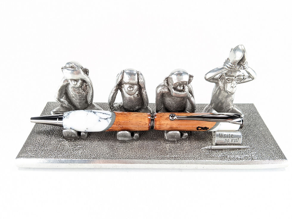 4 Monkeys Pewter Pen Stand | Simply Wood Studios