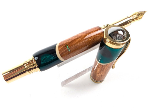 Hawaiian Koa Italian Acrylic Designer Retro Fountain Pen Opal (Green ...