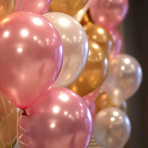 Pink, Gold & White Balloons - Pkt of 12 | Boutique Balloons