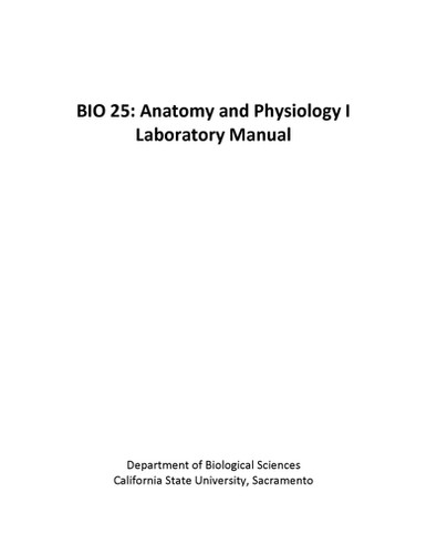 BIO 25: Anatomy and Physiology I - Lab Manual - SUMMER 2026 | Mysite