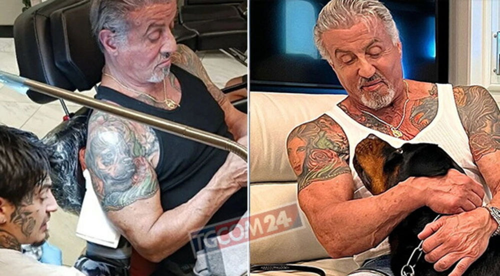 SYLVESTER STALLONE REPLACES TATTOO OF WIFE WITH ONE OF HIS DOG