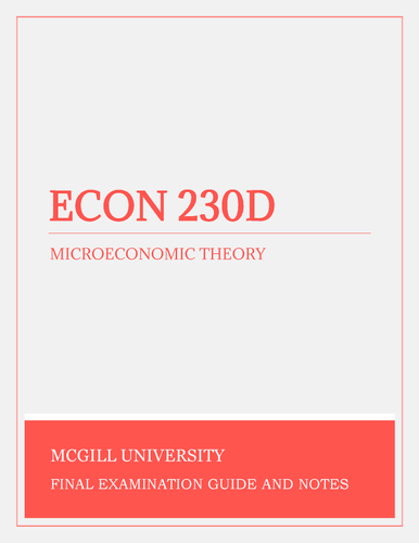 ECON 230D1 & D2 - Microeconomic Theory | McGill University