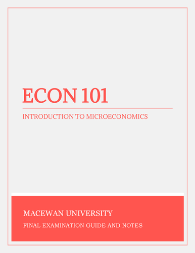 ECON 101: Introduction to Microeconomics | 121 Pages | MacEwan University