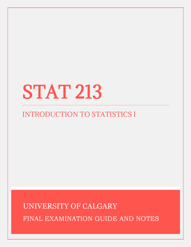 STAT 213: Introduction to Statistics I - University of Calgary
