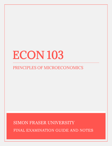 Econ 103 Principles Of Microeconomics Simon Fraser University