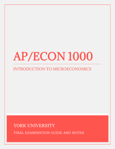 AP/ECON 1000 - Introduction to Microeconomics | York University