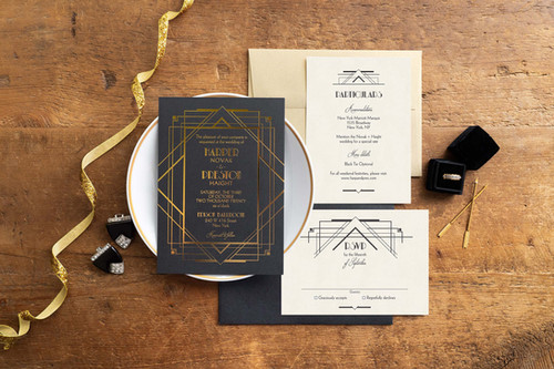 Art Deco Astoria Wedding Invitations | Gilded Swan Paperie