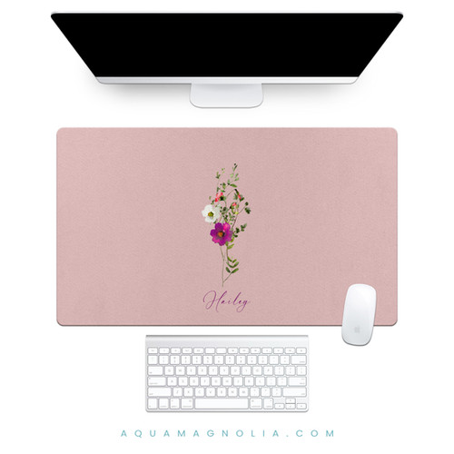 Blush Wildflower Desk Pad | Aqua Magnolia