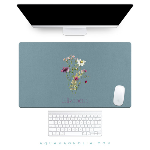 Wildflowers Green Desk Pad | Aqua Magnolia