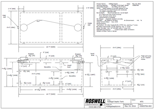 4300gal (19,650L) Septic Tank | Roswell Concrete