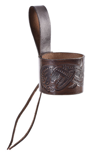 Dark Brown Leather Drinking Horn Belt Holder, Embossed Dragon, Jelling ...