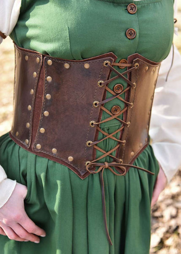 Brown Leather Underbust Bodice with Sude Underlayer | PAST ADVENTURES