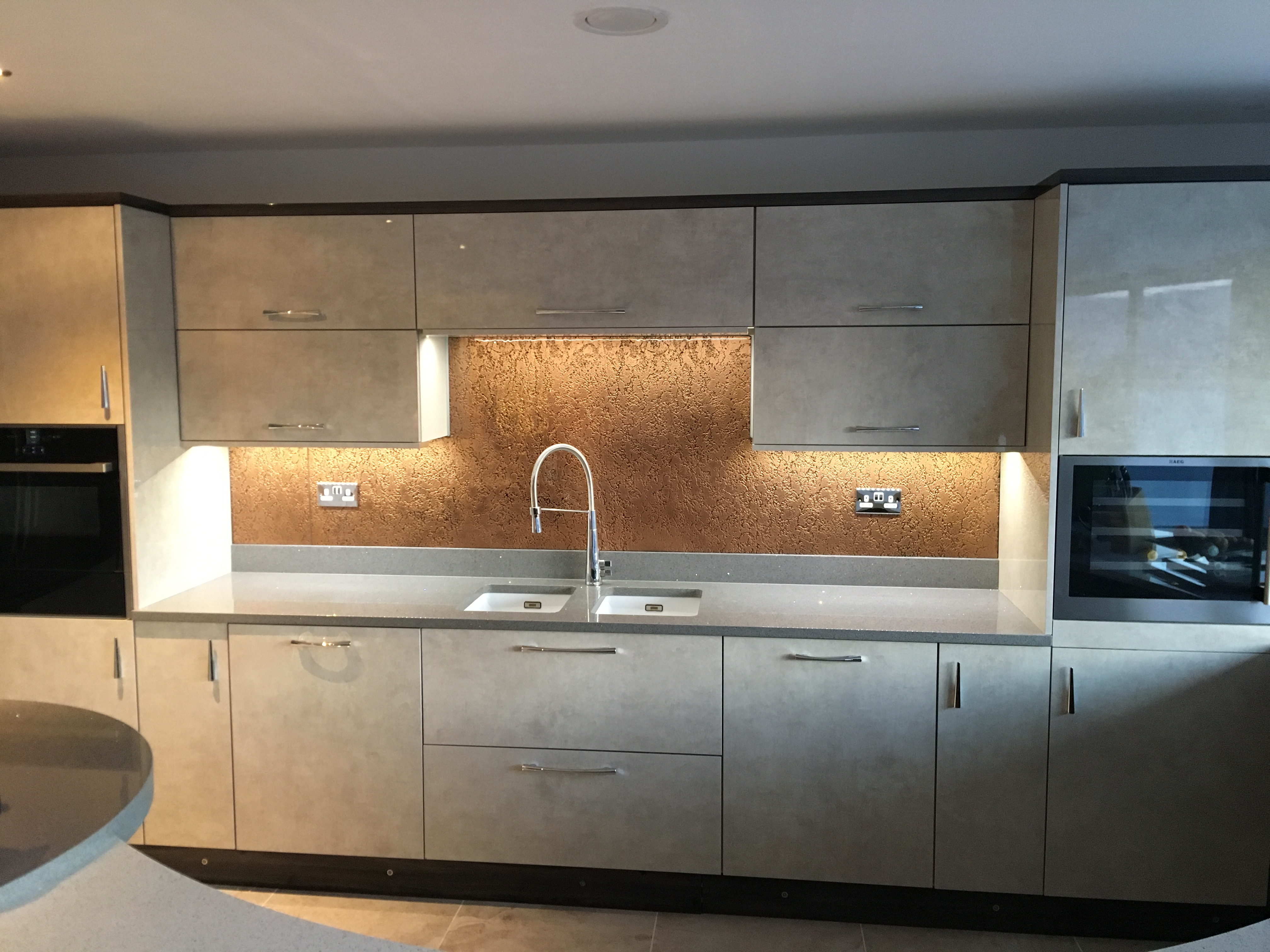 Copper / silver splashbacks | KAG Glass Splashbacks