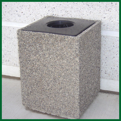 22" Square Concrete Garbage Bin with Lid - Durable Waste Solution