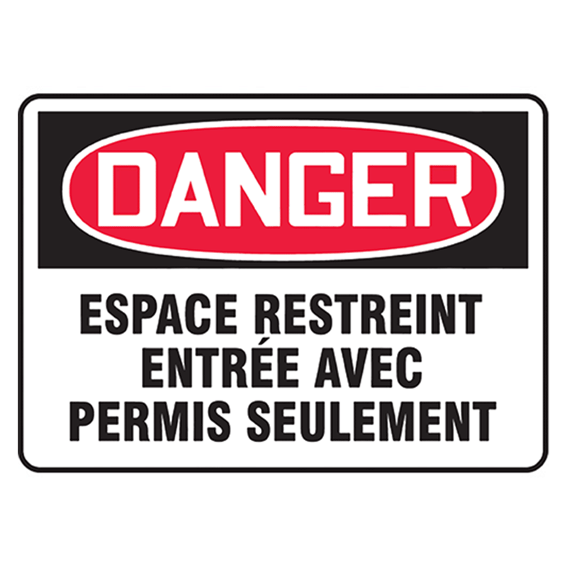FRENCH SAFETY SIGNS: DANGER: ESPACE RESTREINT ENTREE AVEC PERMIS 4 ...