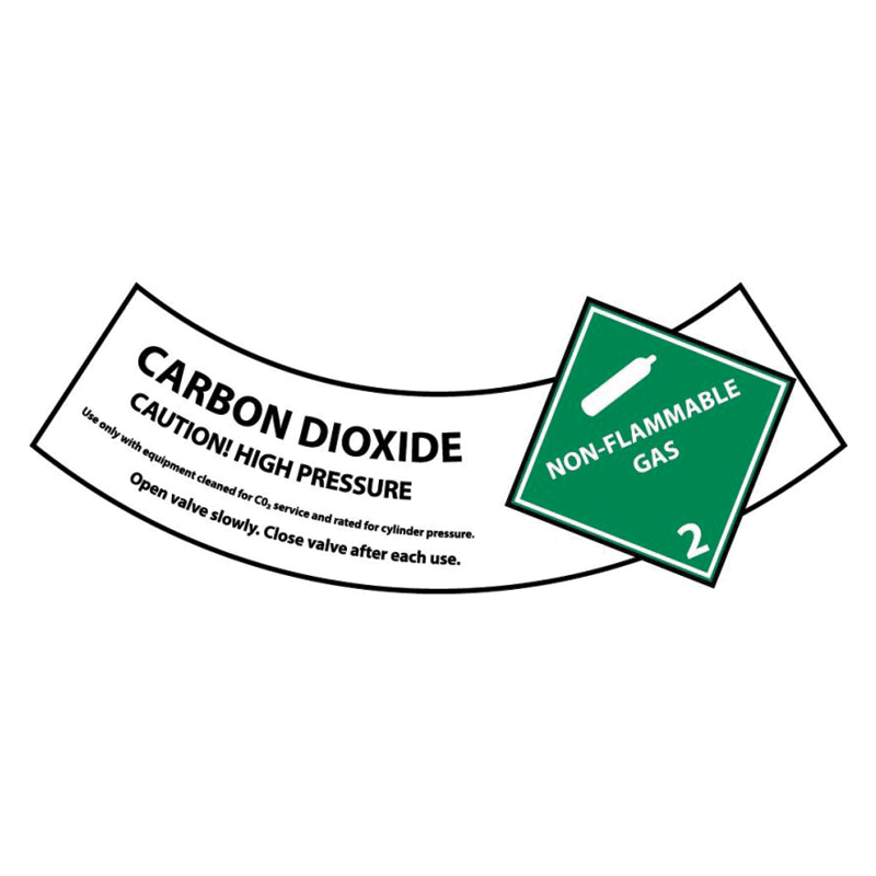 CARBON DIOXIDE CYLINDER SHOULDER LABEL 25/Pack Vinyl | wholesale-safety
